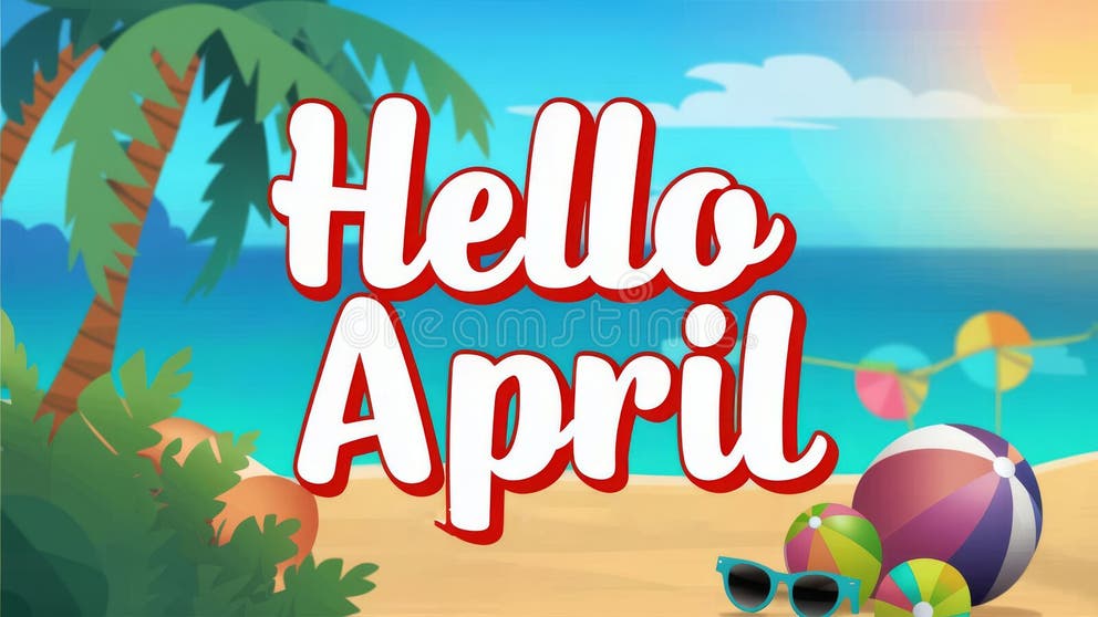 Hello April Greeting Card stock illustration. Illustration of greeting ...