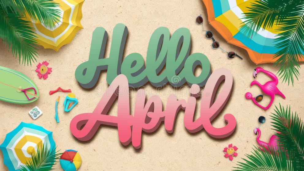 Hello April Greeting Card stock illustration. Illustration of beautiful ...