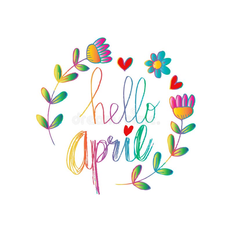 Hello april stock illustration. Illustration of leaf - 87907984
