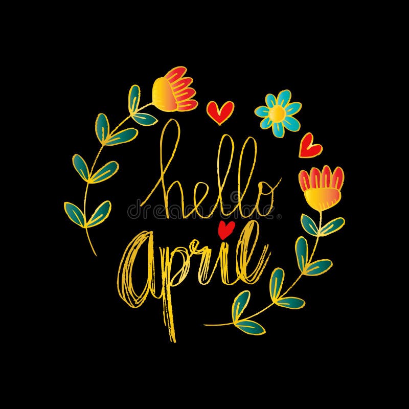 Hello April Hand Lettering Inscription. Stock Illustration ...