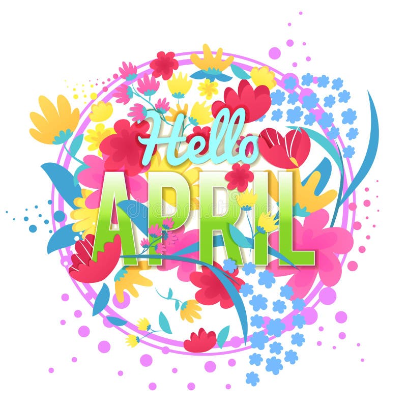 Hello April Hand Lettering Calligraphy Stock Vector - Illustration of ...