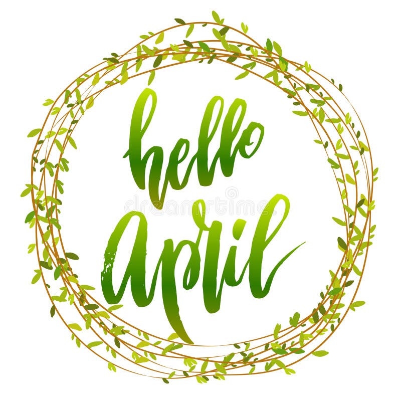Hello april quote. stock vector. Illustration of greeting - 87007260