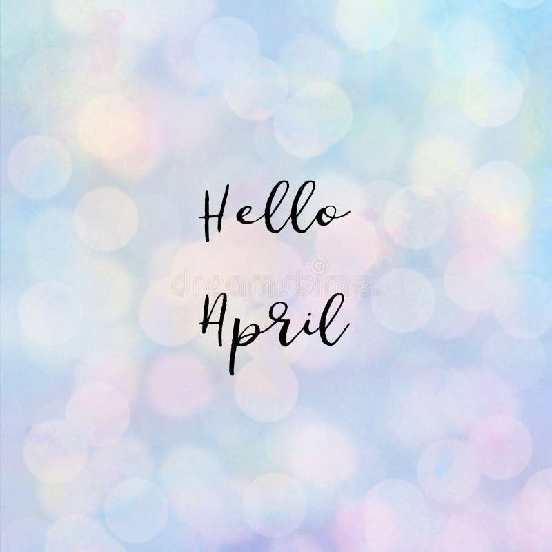 Hello April Text On Pink Blue And Violet Watercolor Background Stock ...