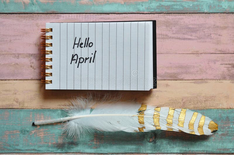 Hello April Card with Blue and Orange Flowers Stock Image - Image of ...