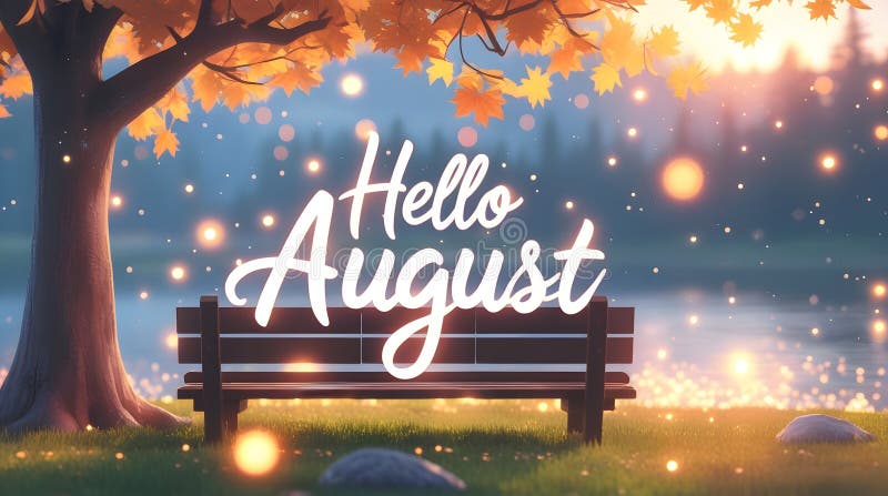 Hello August , in Aesthetic Cursive Letters in Background Stock Image ...