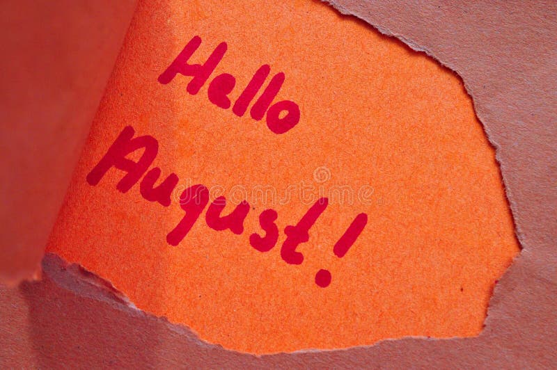 Hello august background stock image. Image of label - 334695523