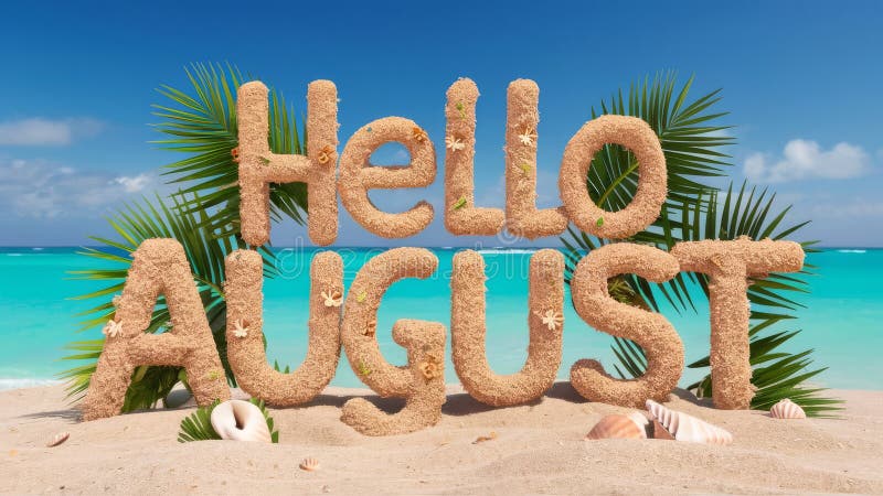 Hello August greeting card stock illustration. Illustration of hello - 327813923
