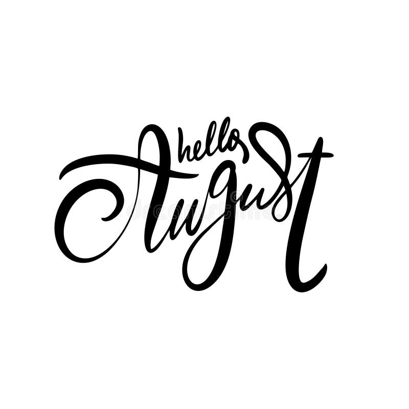 August Calligraphy Hand Lettering Design.Floral Flower Calligraphy ...