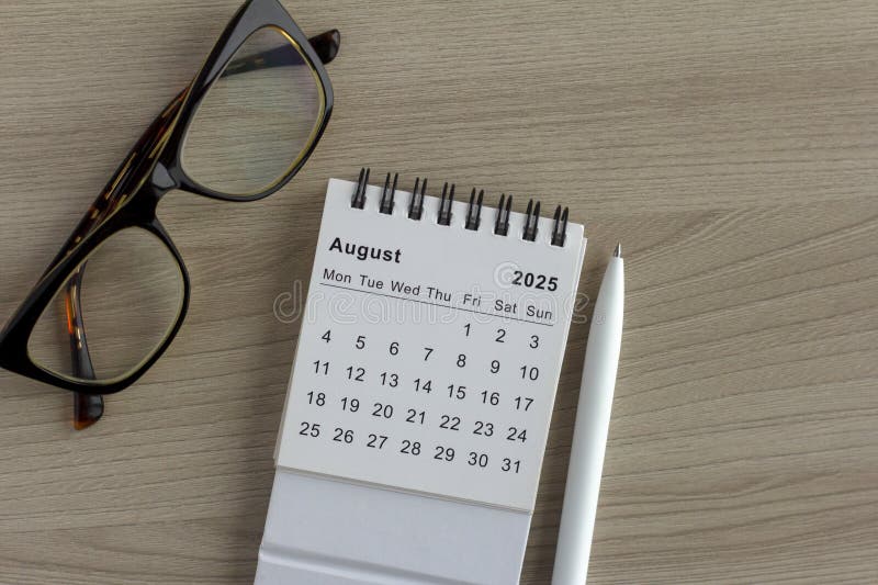 Hello August, August 2025 Desk Calendar for Planning. Stock Image ...