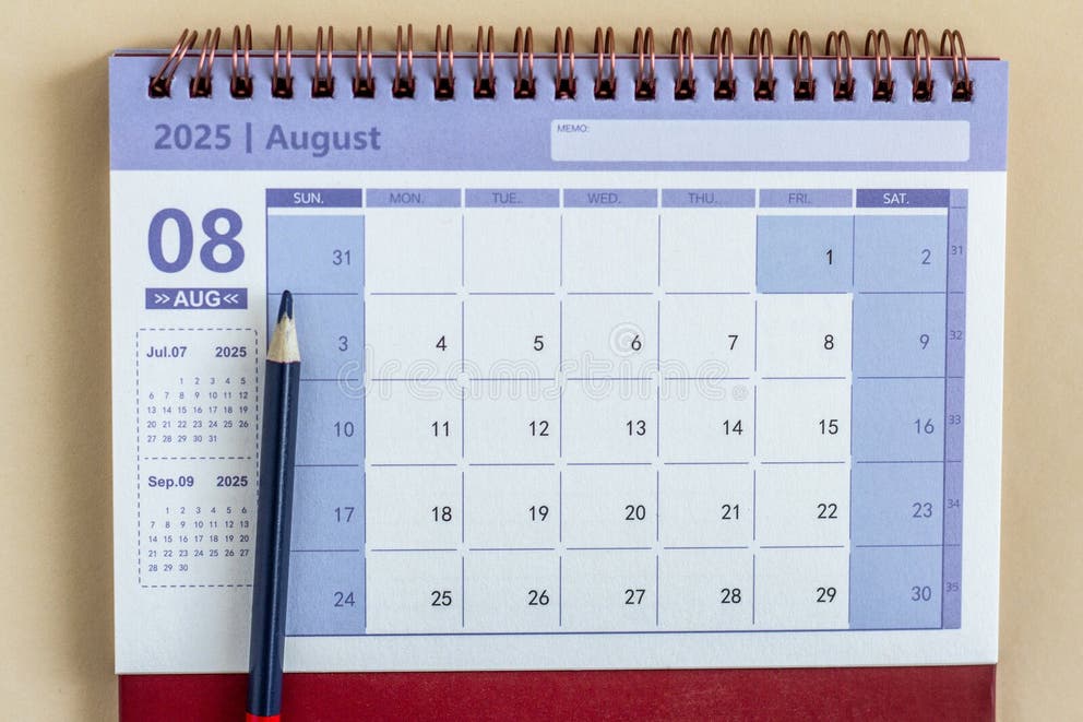 Hello August, August 2025 Desk Calendar for Planning. Stock Photo ...