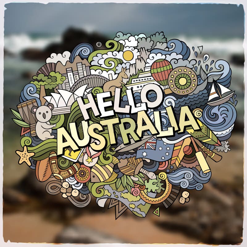 Australia doodles editorial photography. Illustration of ocean - 10889117