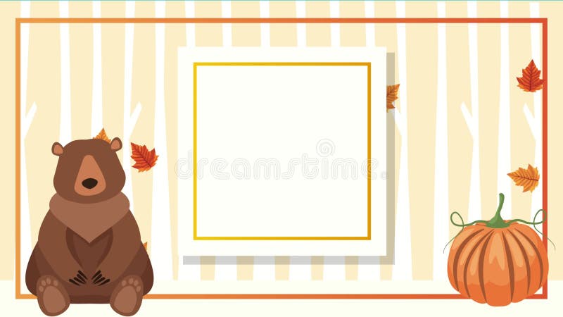 Hello Autumn Animation with Bear and Pumpkin Frame Stock Video - Video ...