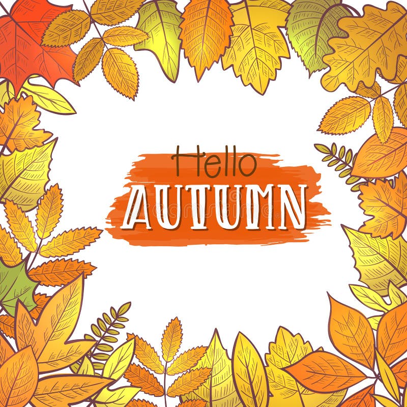 Hello autumn borders stock vector. Illustration of botanical - 97522168