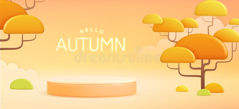 Autumn Background with Simple Floral Elements and Autumn Leaves. Leaf ...