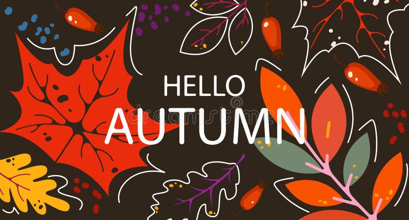 Hello Autumn. Background with Autumn Leaves. Autumn Season Stock Vector ...