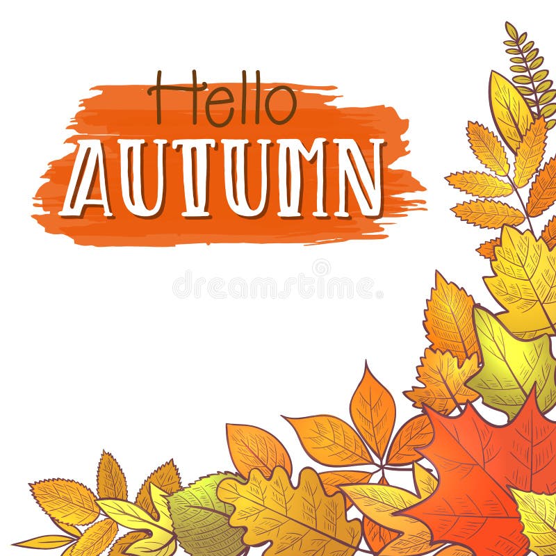 Hello autumn borders stock vector. Illustration of botanical - 97522168