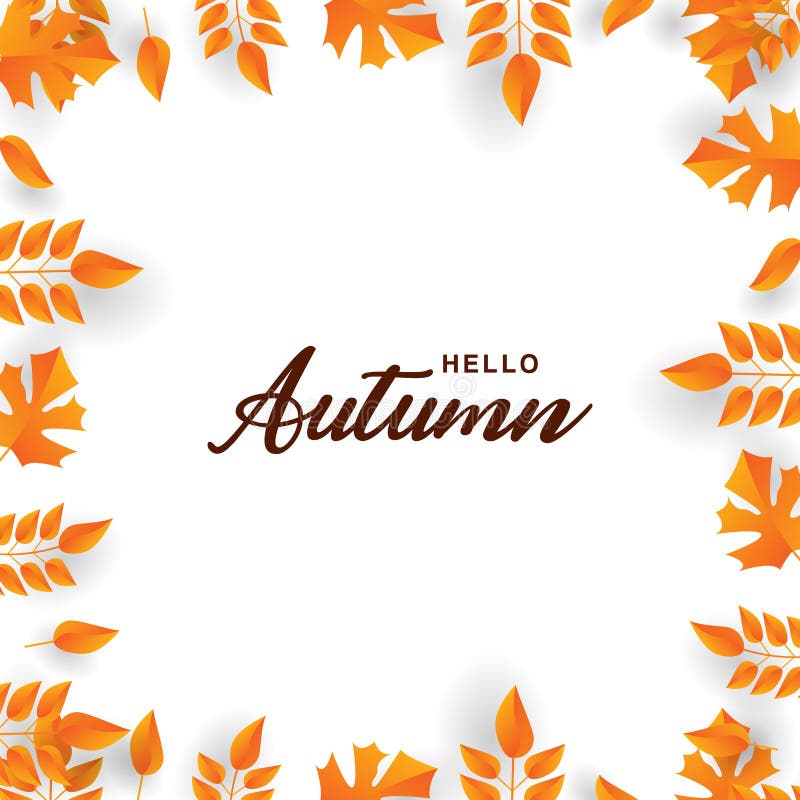 Hello Autumn Border and Frame Design Stock Illustration - Illustration ...