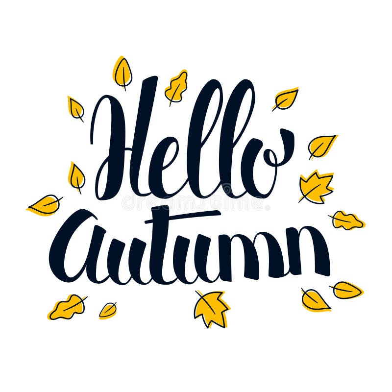 Hello Autumn, Calligraphy Season Banner Design, Illustration Stock ...