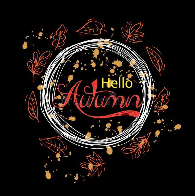Hello Autumn stock vector. Illustration of nature, coloring - 99222360