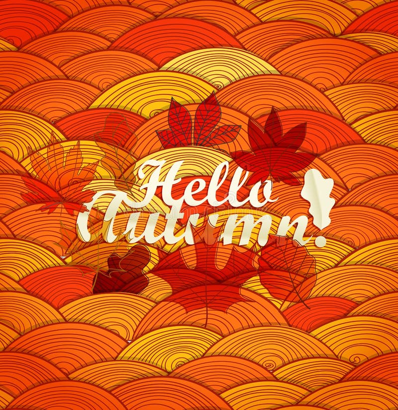 Hello Autumn Concept. Orange Banner Stock Vector - Illustration of ...