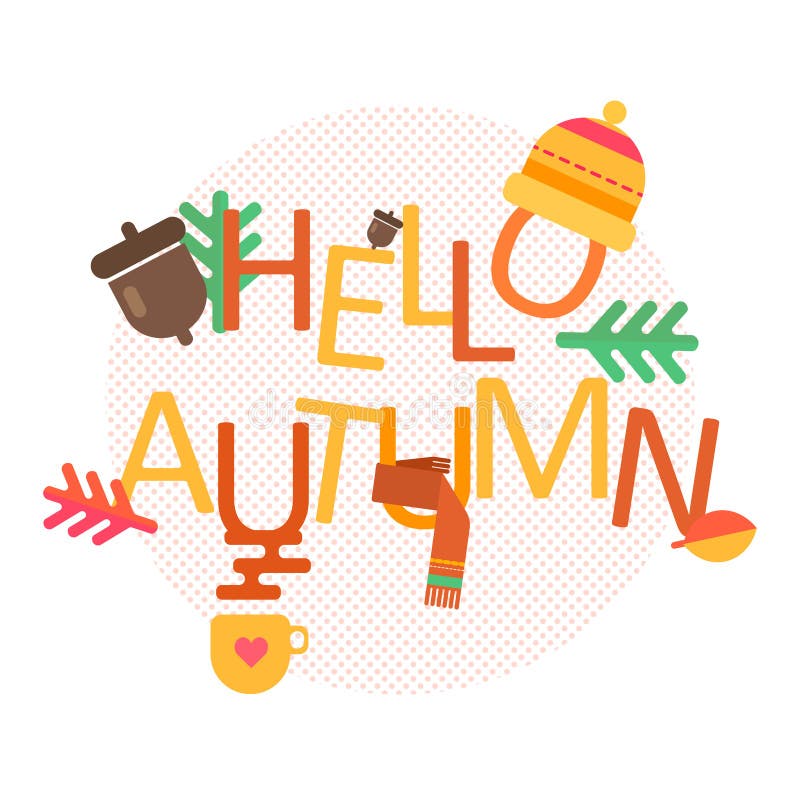 Hello Autumn Concept Vector Background with Autumn Icons Stock Vector ...