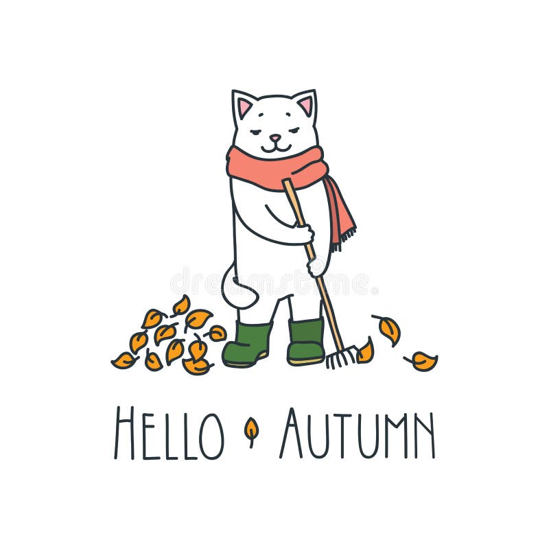 Hello autumn stock vector. Illustration of cartoon, hand - 180219879