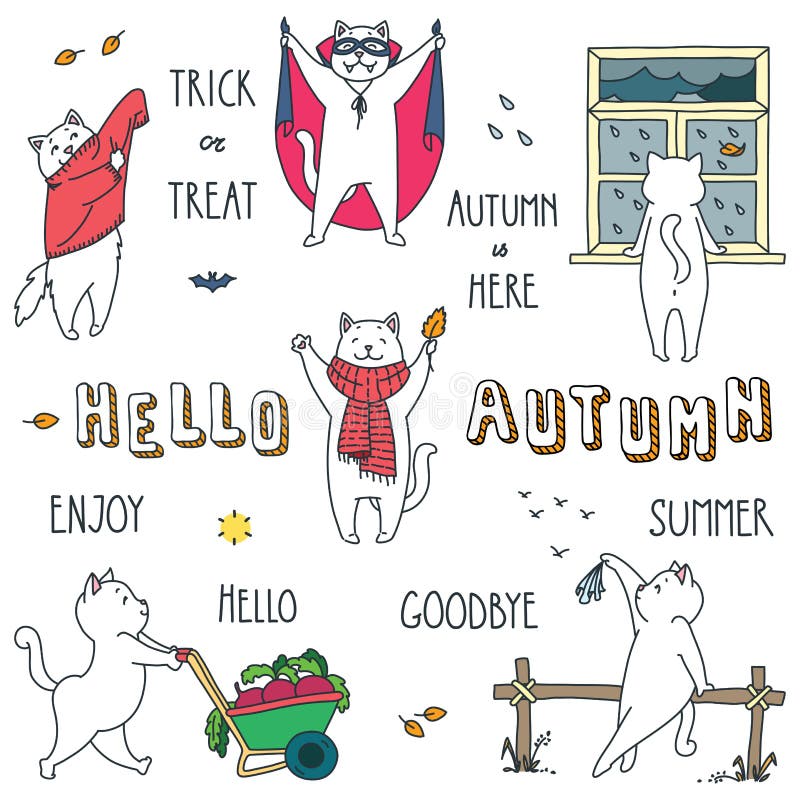 Hello autumn stock illustration. Illustration of doodle - 179367185
