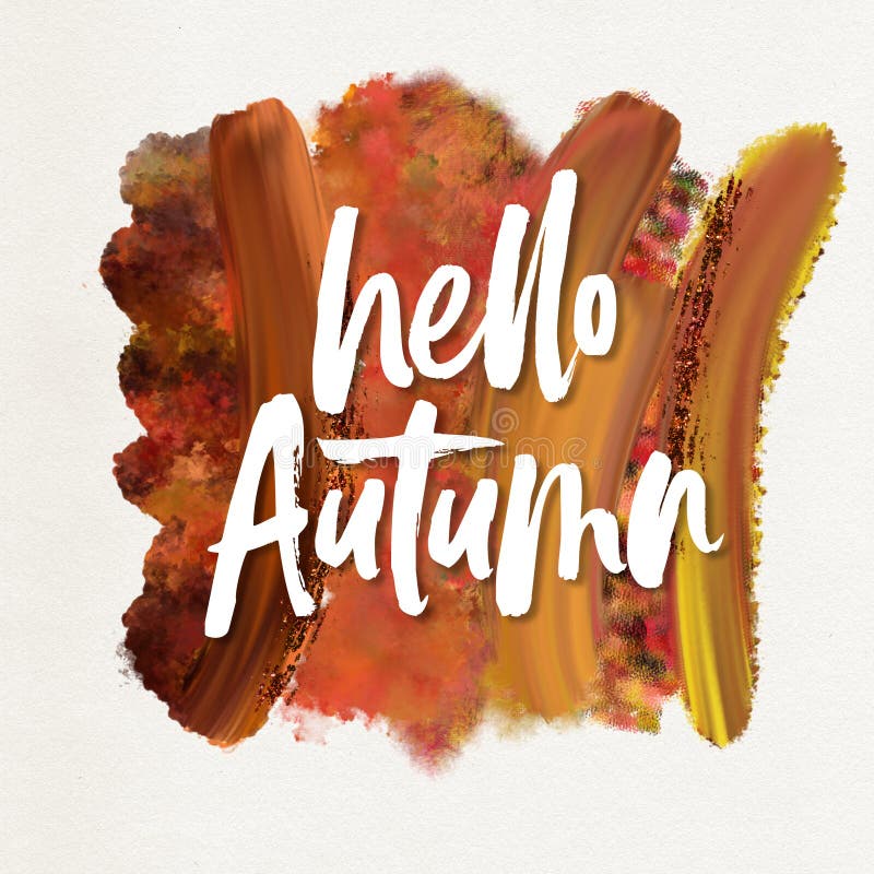 Hello Autumn with Fall Colors Stock Illustration - Illustration of ...