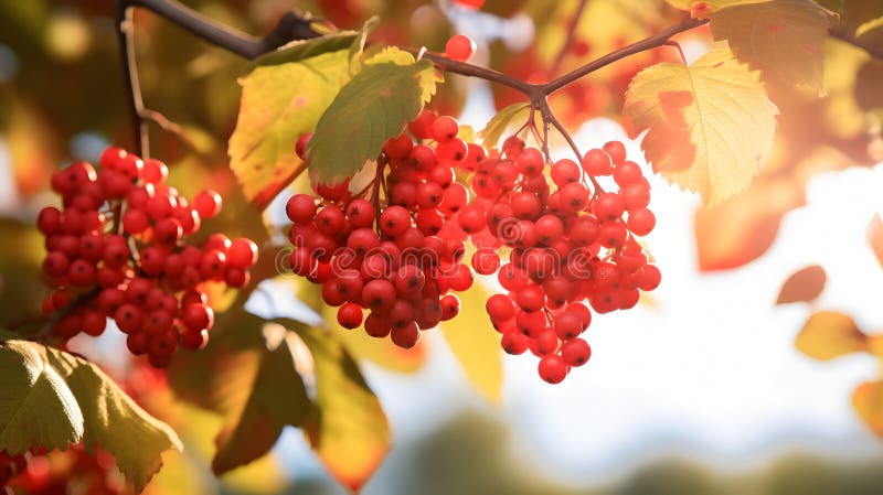 Hello Autumn Guelder Rose Tree. AI Generated Image Stock Illustration ...