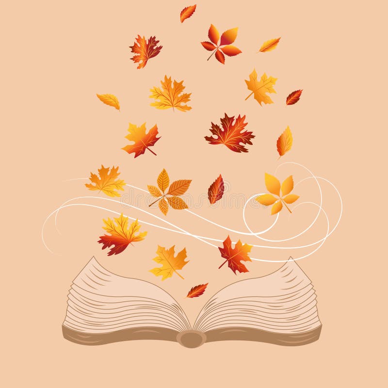 Hello Autumn Illustration. Autumn Fall Concept with Book, Wind and ...