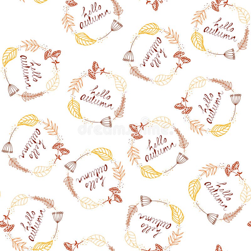 Hello Autumn Seamless Pattern Stock Vector - Illustration of yellow ...