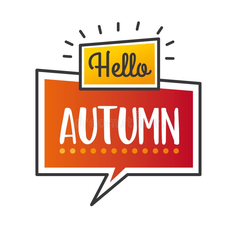 Hello Autumn Text, with Colorful Leaves Wreath, on White Backgrond ...