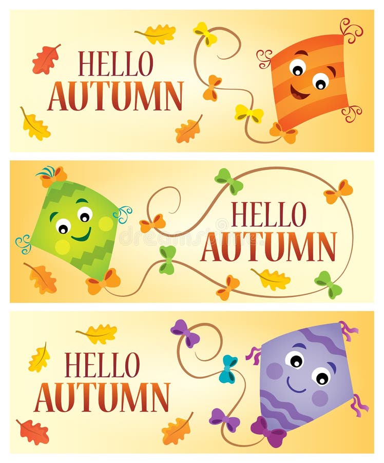Hello Autumn Theme Banners 1 Stock Vector - Illustration of text ...