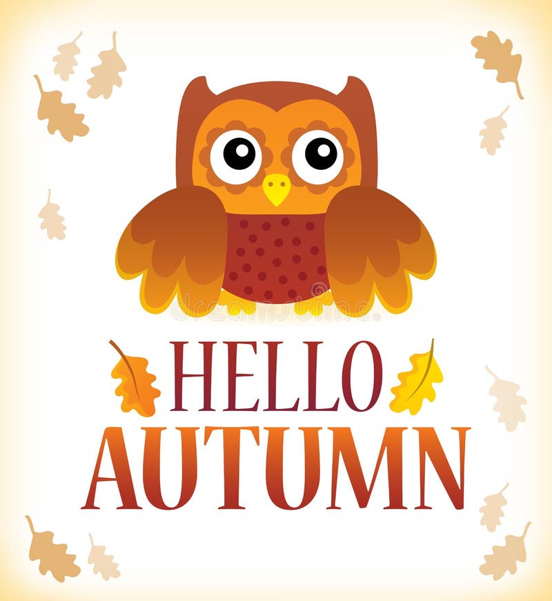 Hello autumn theme image 1 stock vector. Illustration of feather ...