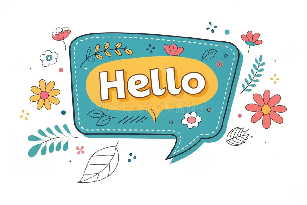 Hello Banner, Speech Bubble, Poster and Sticker - Generated by Ai Stock ...