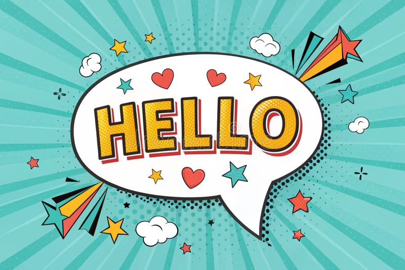 Hello Banner, Speech Bubble, Poster and Sticker - Generated by Ai Stock ...