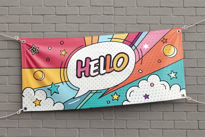 Hello Banner, Speech Bubble, Poster and Sticker - Generated by Ai Stock ...