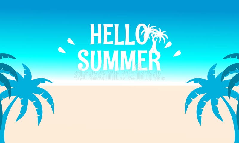 Hello Beach, Hello Summer Concept. Vector Illustration with the Beach ...