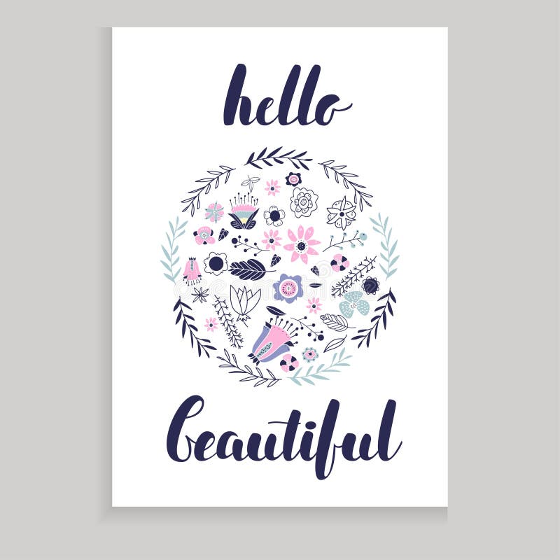 Hello beautiful card stock vector. Illustration of nature - 76703083