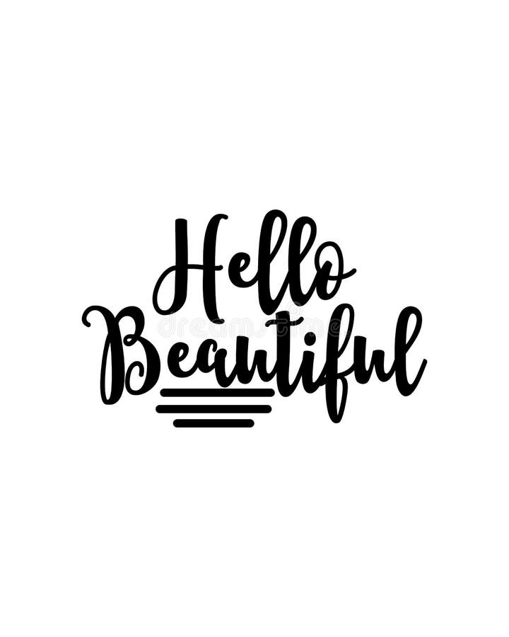 Hello Beautiful. Hand Drawn Typography Poster Design Stock Vector ...