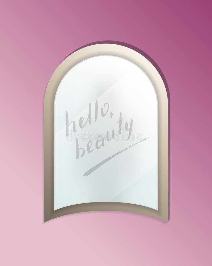 Hello Beauty Message on Elegant Misted Mirror Stock Illustration ...
