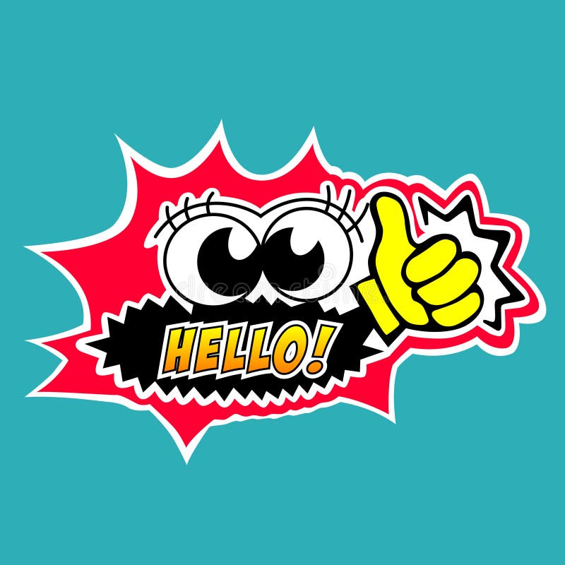 Hello Bubble Speech Cartoon Style. Stock Vector - Illustration of ...
