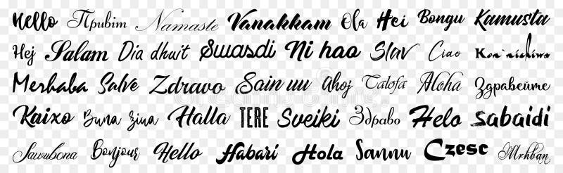 Hello Calligraphy Text Inscription in Different Language Collection ...
