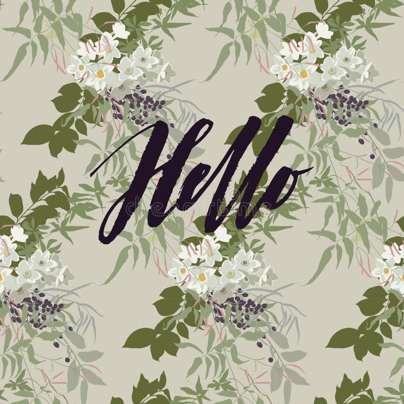Hello card stock vector. Illustration of hello, fern - 40714527