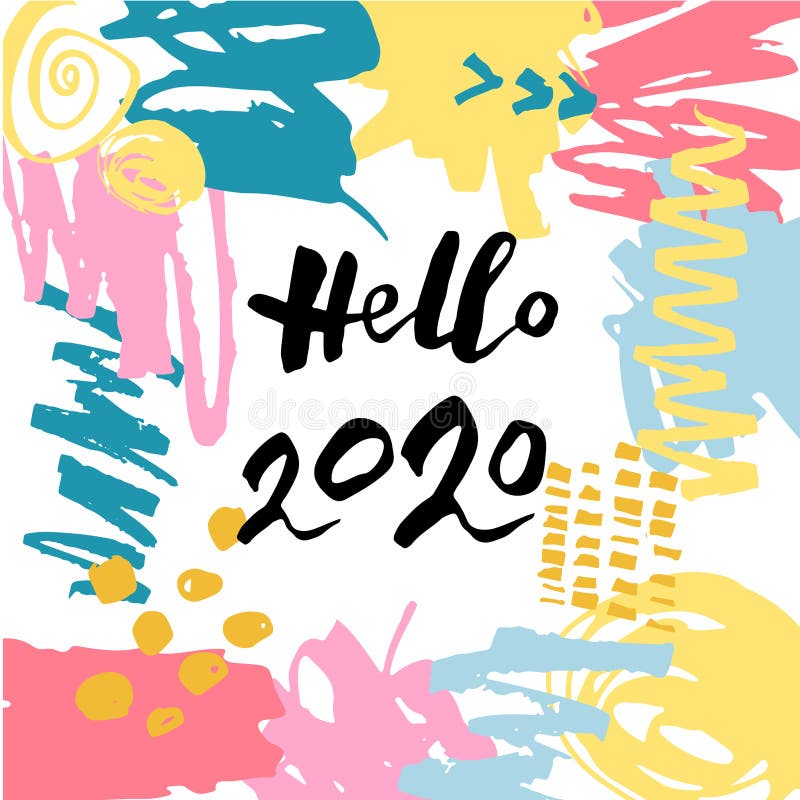 Hello 2020 card stock vector. Illustration of happy - 151424351