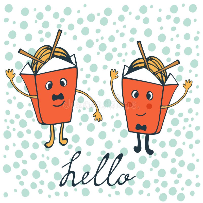 Hello Card with Funny Characters Stock Vector - Illustration of funny ...