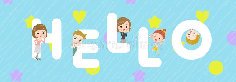 Hello Character Illustration Font Title Design Stock Vector ...