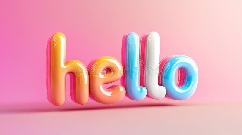 Hello in Colorful 3d Balloon Letters on Pink Background Stock Photo ...