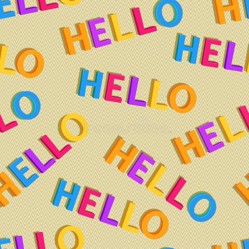 Hello Colorful Words in Seamless Pattern Stock Illustration ...