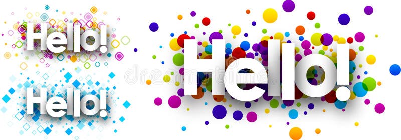 Hello colour banners. stock vector. Illustration of sign - 125631669